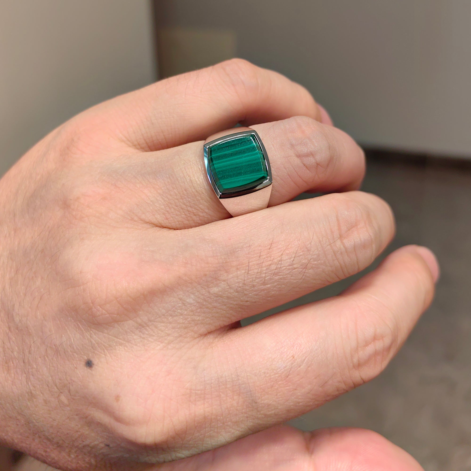Mens Silver Malachite Signet Ring – LIFUSILVER